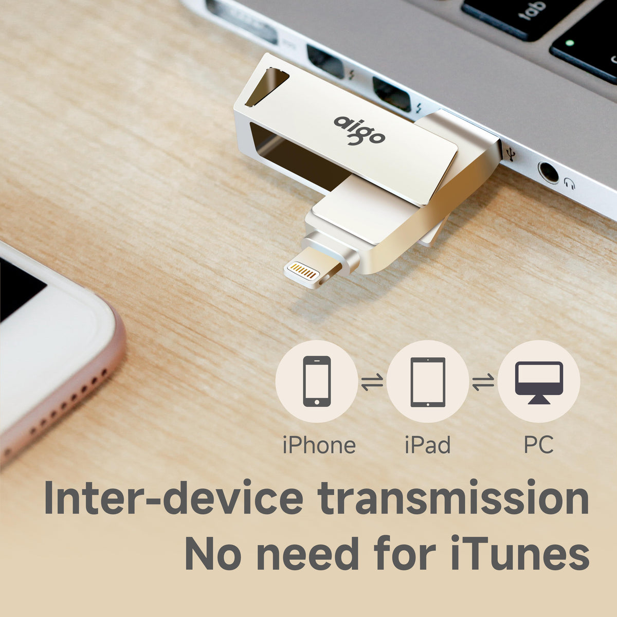 aigo U368 Flash Drive for iPhone MFI Certified Photo Stick for iPhone